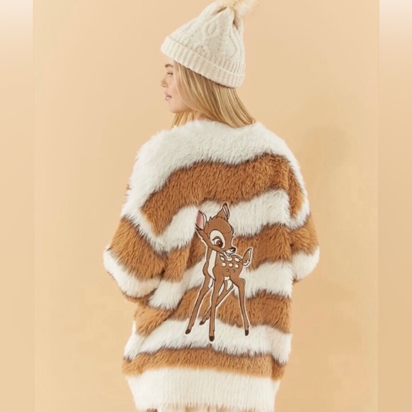 Disney | Sweaters | Forever 2 X Disney Bambi Faux Fur Cardigan Small ...